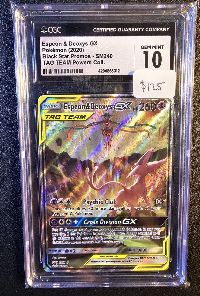 CGC 10 Espeon & Deoxys GX Tag Team Pokemon Card Slab for Sale in ...