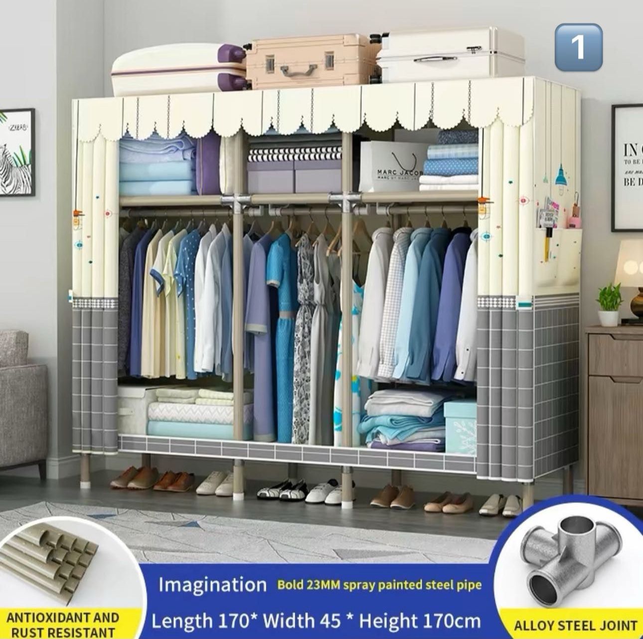 Portable Wardrobe Closets High Capacity Portable Wardrobe Closet ...