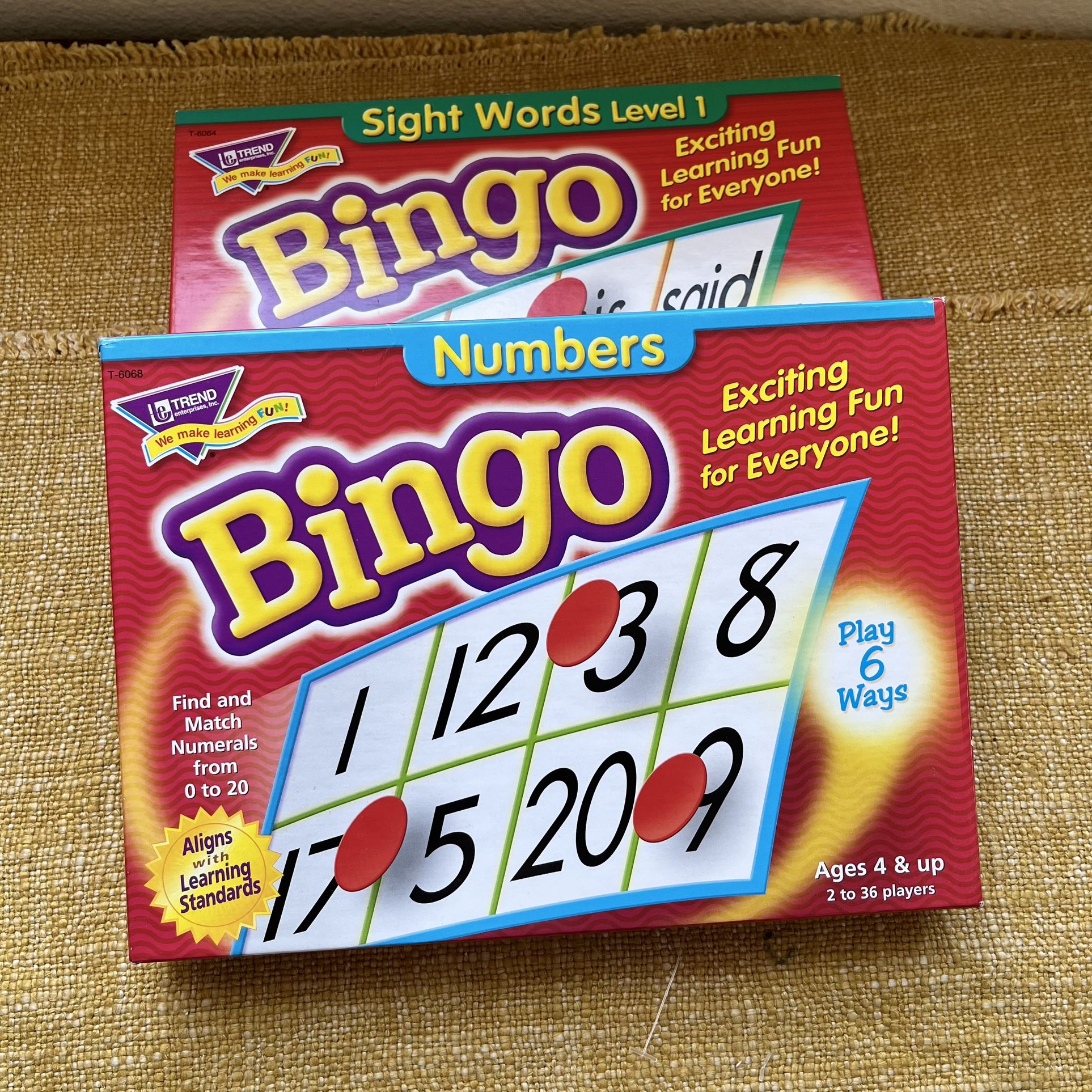 Bingo Games By Trend Set Of 2 Numbers And Sight Words for Sale in ...