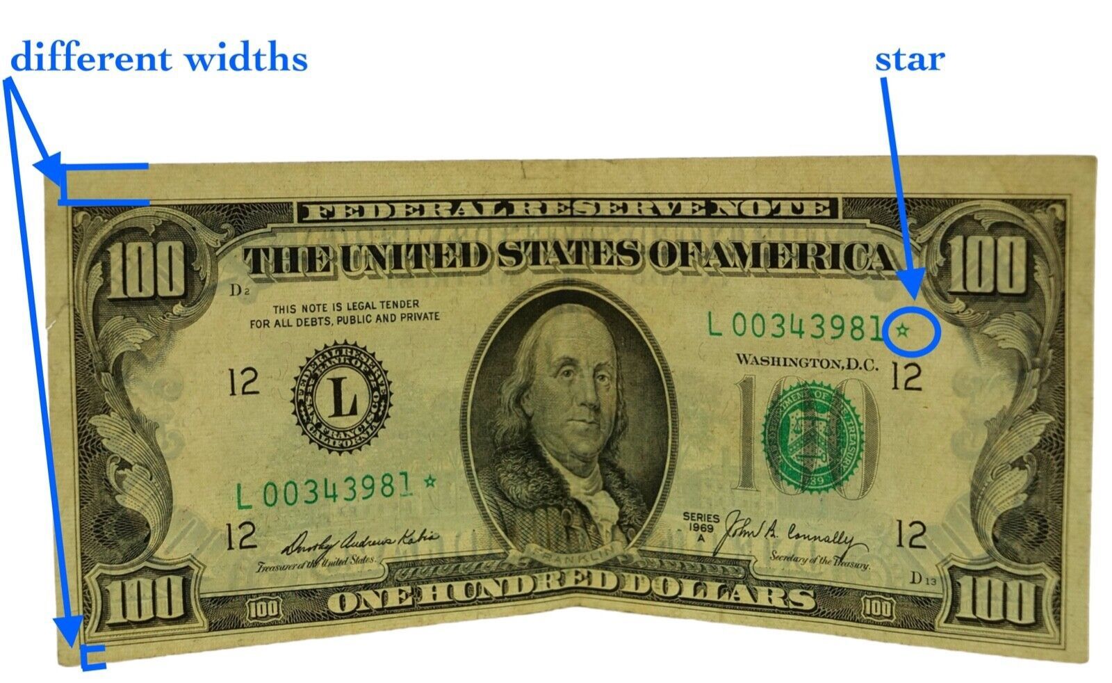One Hundred Dollar Bill $100, Series 1969 A Washington D.C. - with STAR ...
