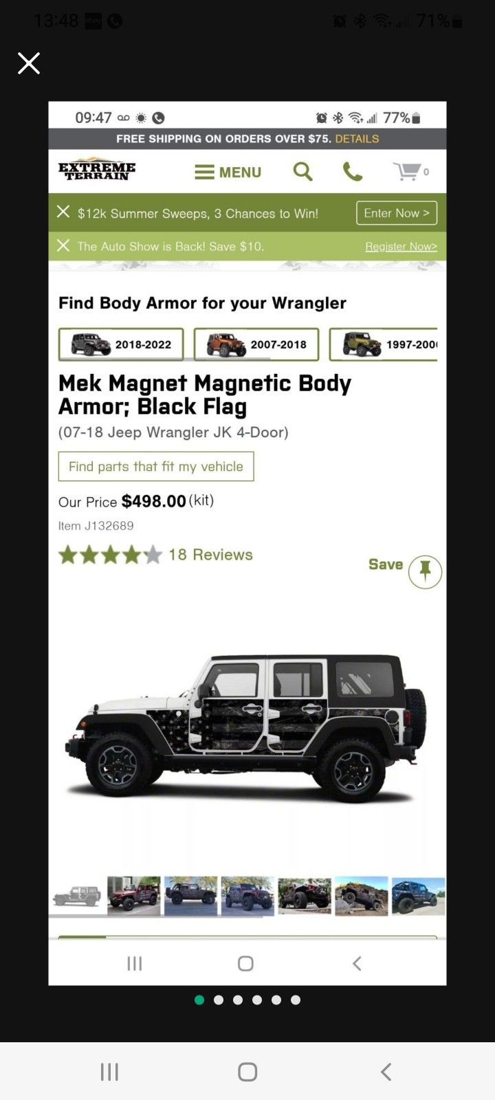 Mek Magnet Black Flag Armor Kit for the JK 2/4 Door, Costs $550, 2007 ...