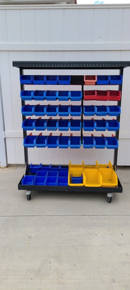 Mobile Double Sided Storage Bins Rack Cart for Sale in Mission Viejo ...