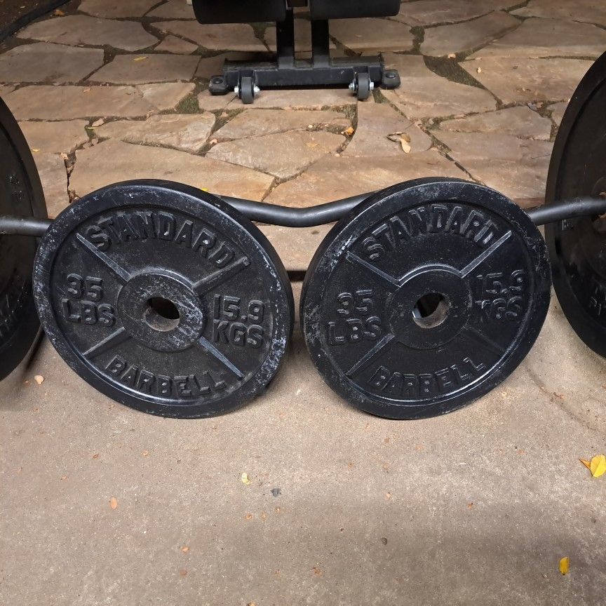 High Grade Olympic Standard Barbell 35x2 + BONUS Weight Post Great ...