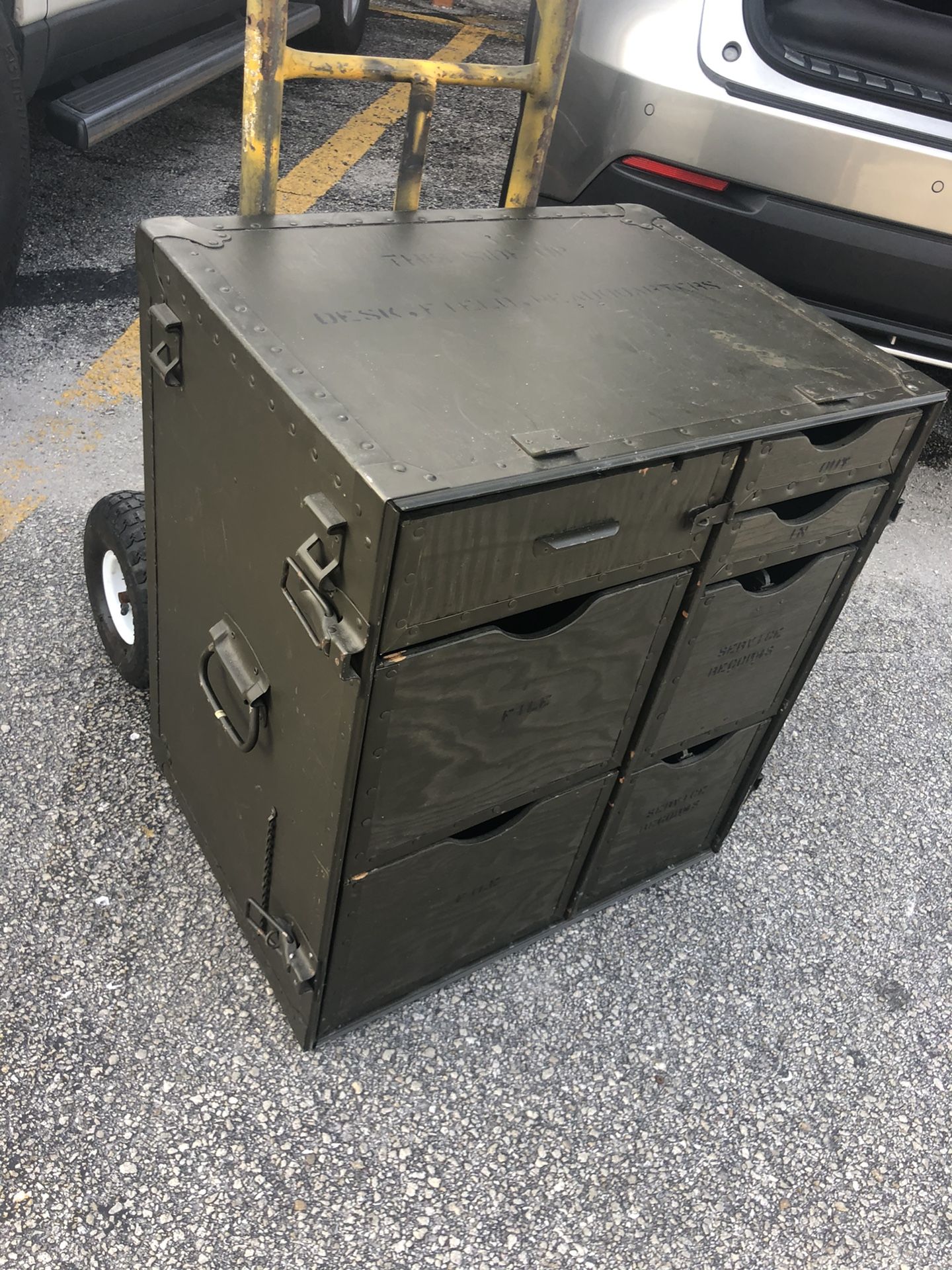 US Military Mobile Field Desk Army Trunk Surplus Storage Cabinet Table ...