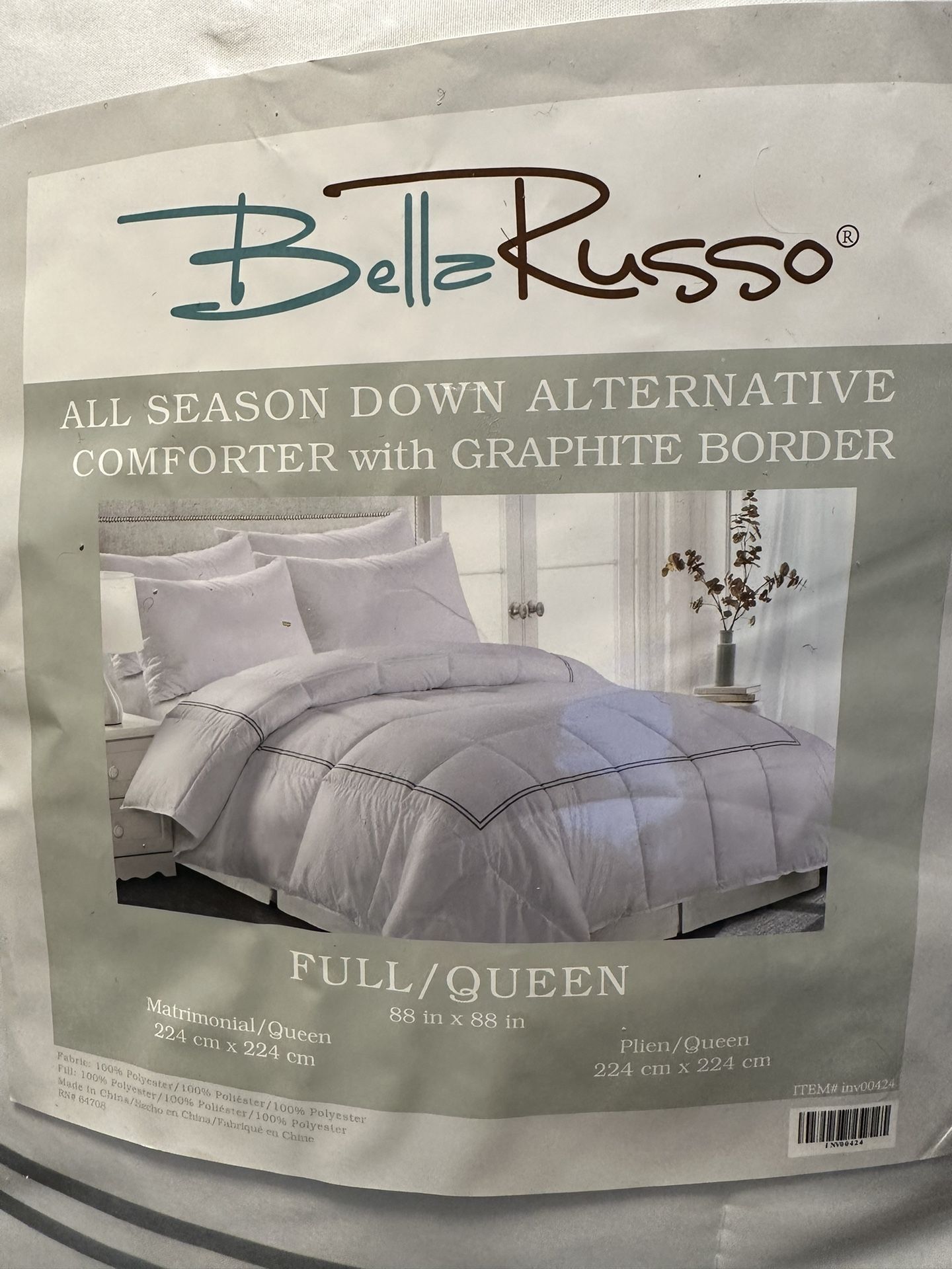 Bella Russo All Season Down Alternative Comforter With Graphite Border 60.00 NEW for Sale in San Antonio TX OfferUp