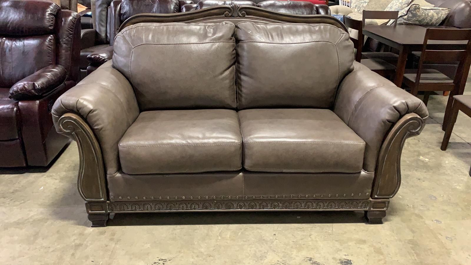 Signature Design by Ashley - Malacara Traditional Faux Leather Loveseat ...