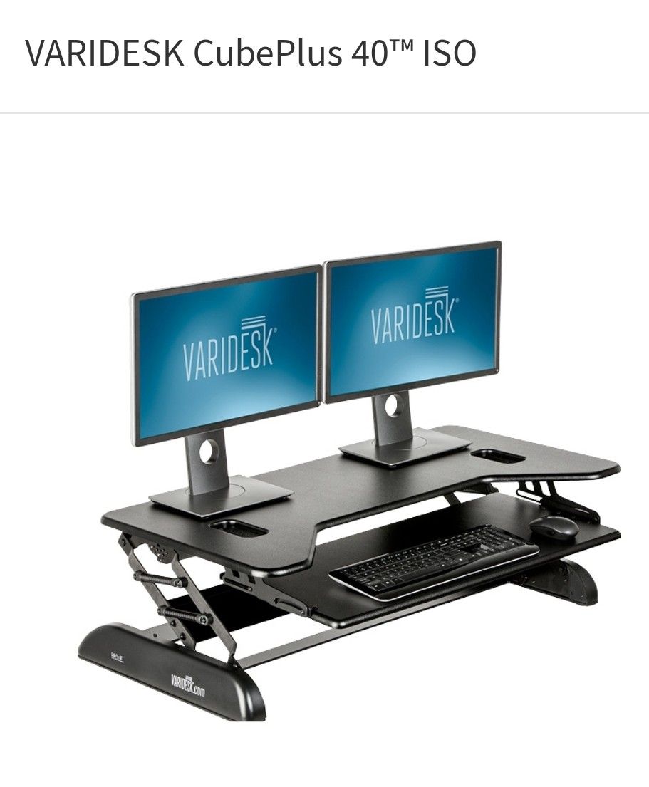 Varidesk CubePlus 40 - standup desk w/ dual monitor mounts for Sale in ...