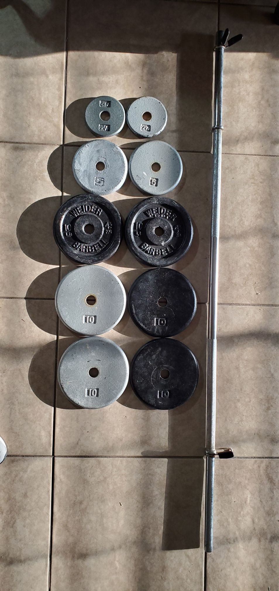 BARBELL AND WEIGHTS SET - 5' foot 60" Barbell Standard 2" Bar with 75 ...