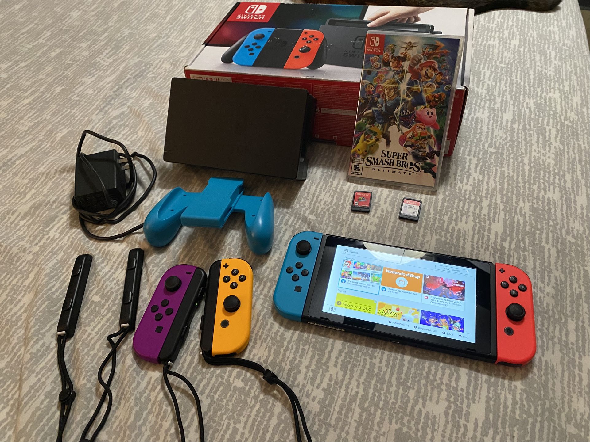 Nintendo Switch Bundle with extra controllers plus 2 games. Super Smash ...