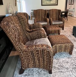 Pottery barn seagrass wingback chair store