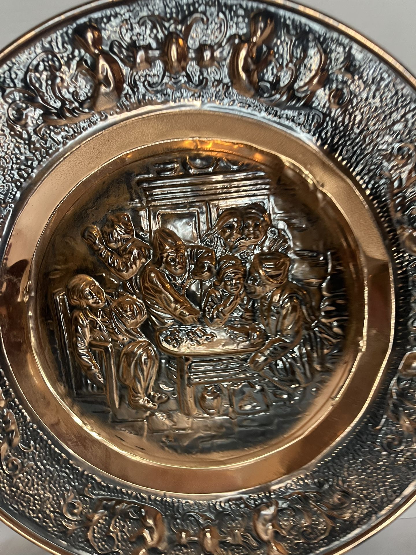 Vintage Pressed Dutch English Copper Decorative Wall Plate Pub Scene ...