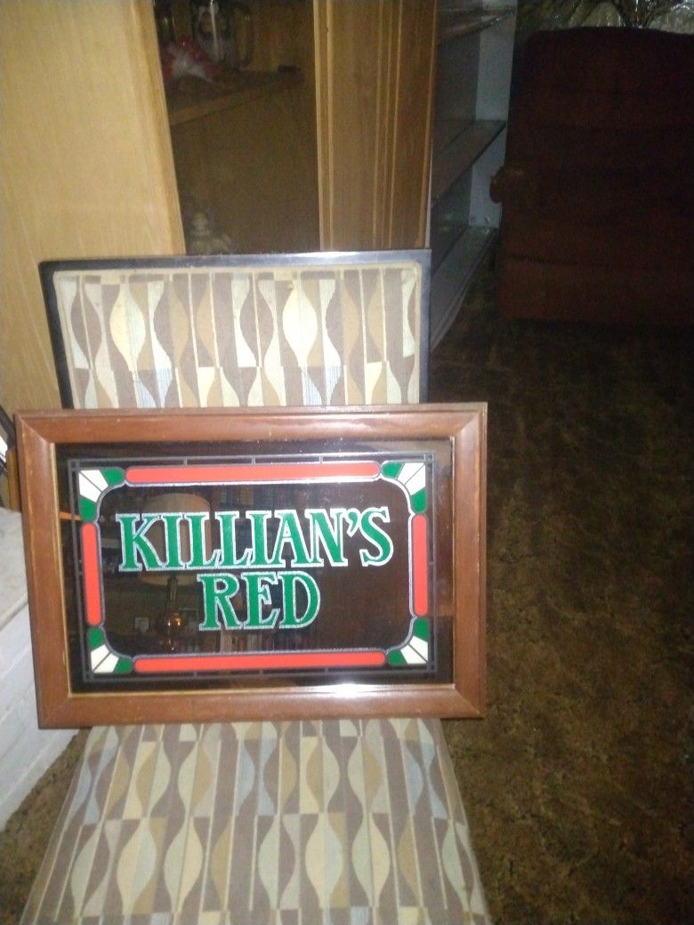 Killians Red Lager Mirror1990’s (20½”w x 14½”h) This bar mirror has a ...