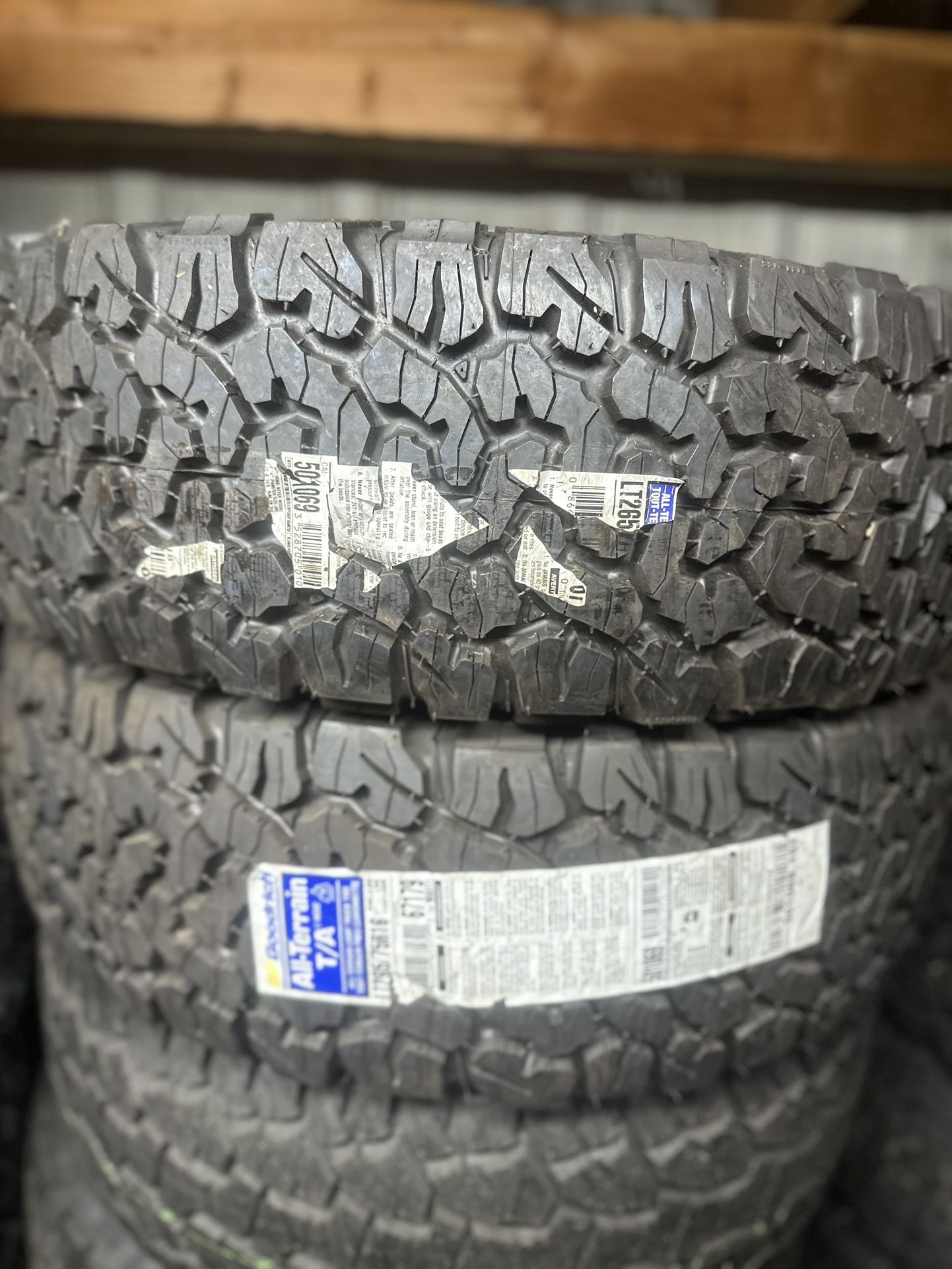 LT265/75/16 BFGOODRICH All Terrain Tires EACH TIRE $275/ CADA LLANTA ...