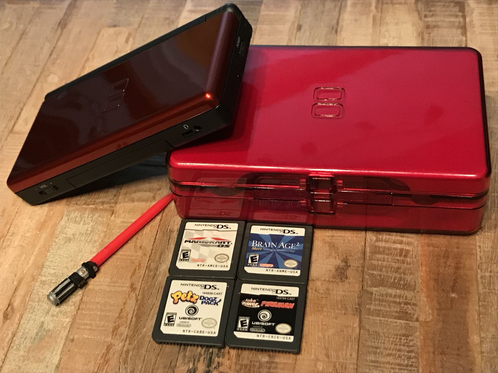 Nintendo DS Lite Crimson/Black Handheld System with Games, Stylus ...