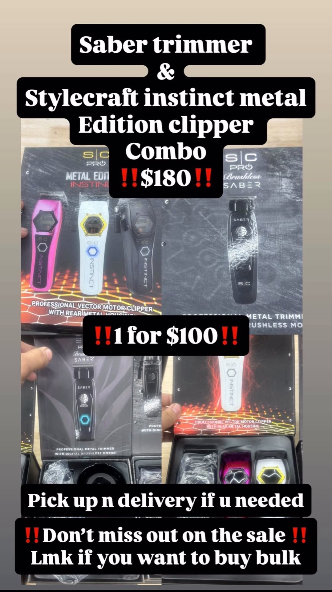 Saber Trimmer & Metal instinct Stylecraft Clippers Combo Set for Sale ...