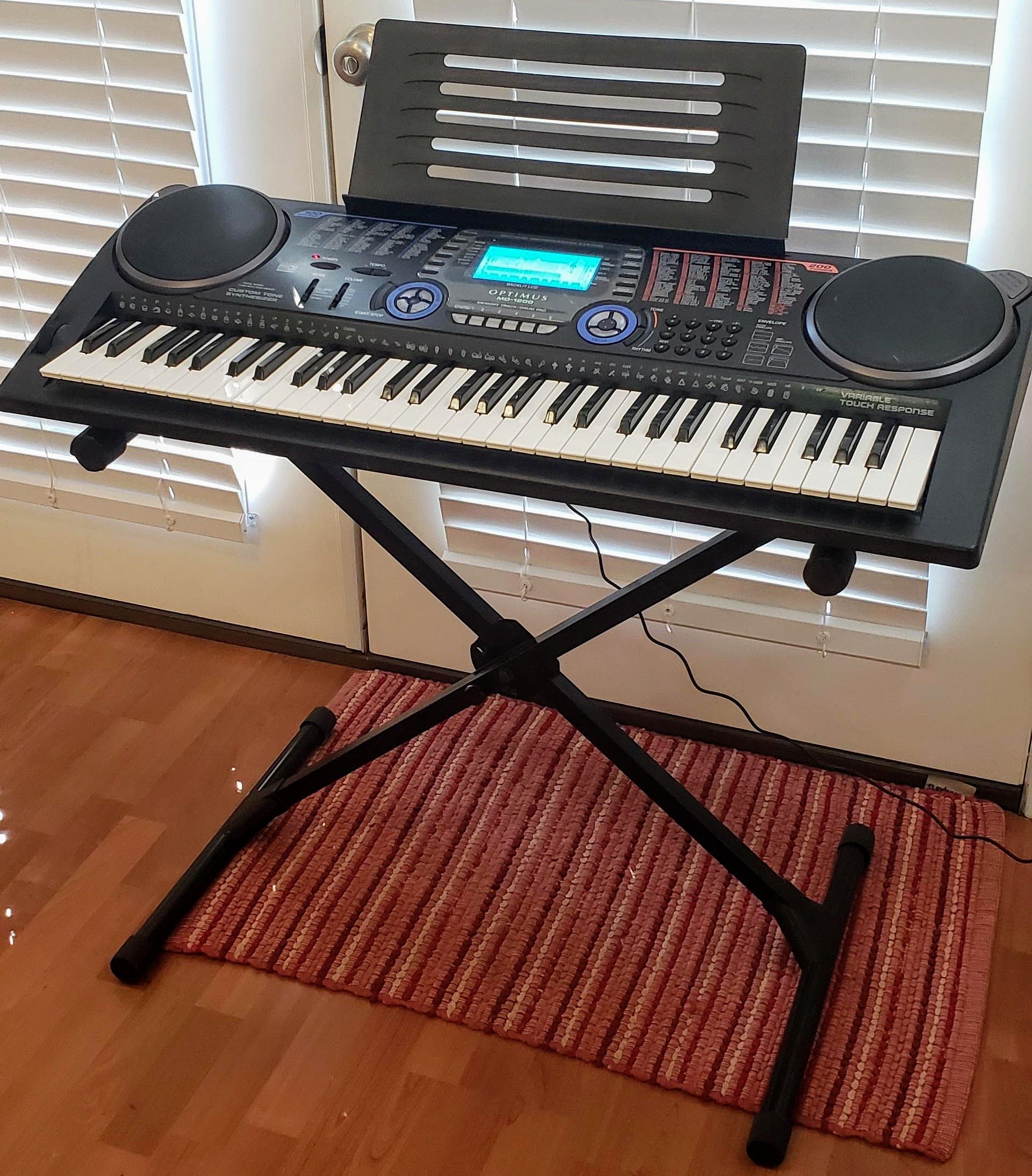 Optimus MD-1200 61-Key Touch Sensitive Portable Keyboard w/ Stand & AC ...