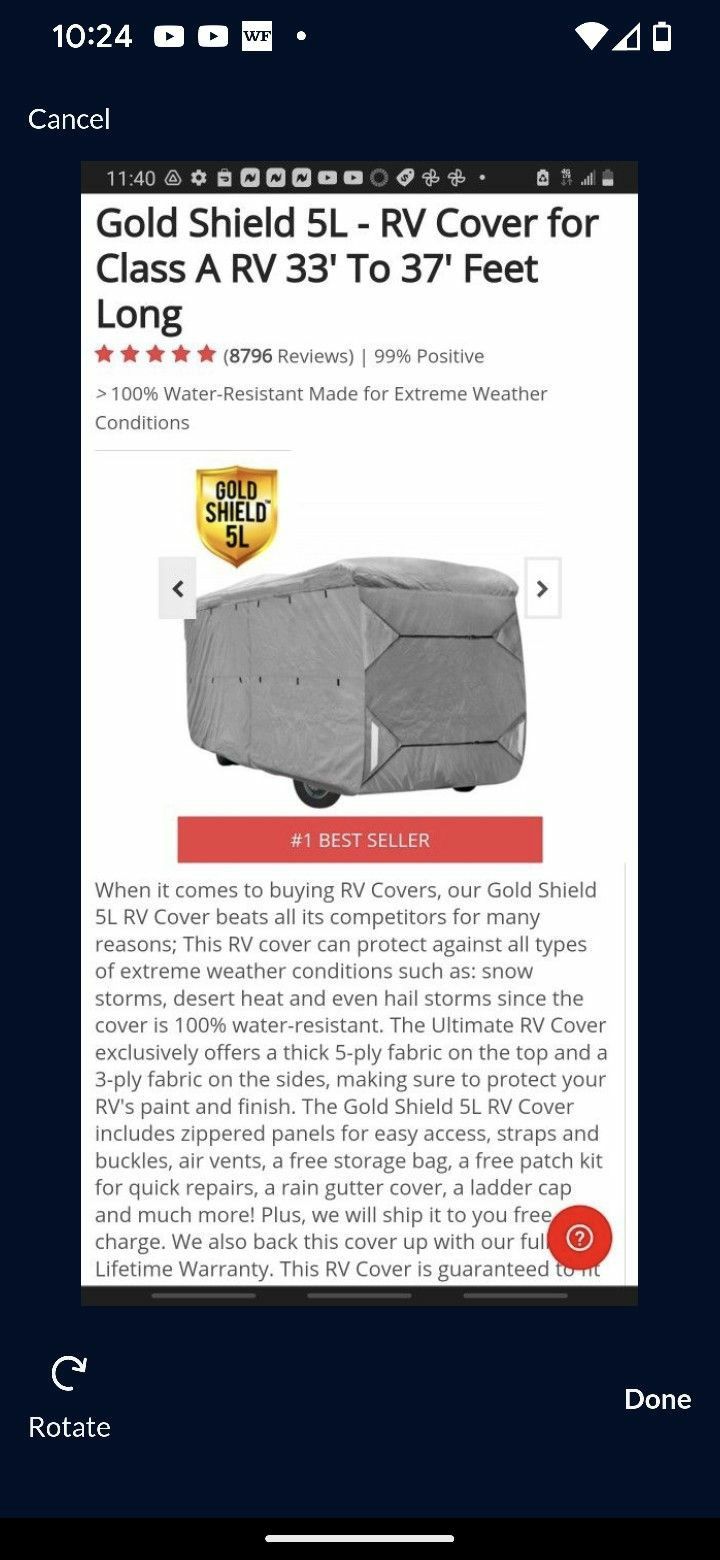 RV COVER 33' To 37' Gold Shield for Sale in Scottsdale, AZ - OfferUp