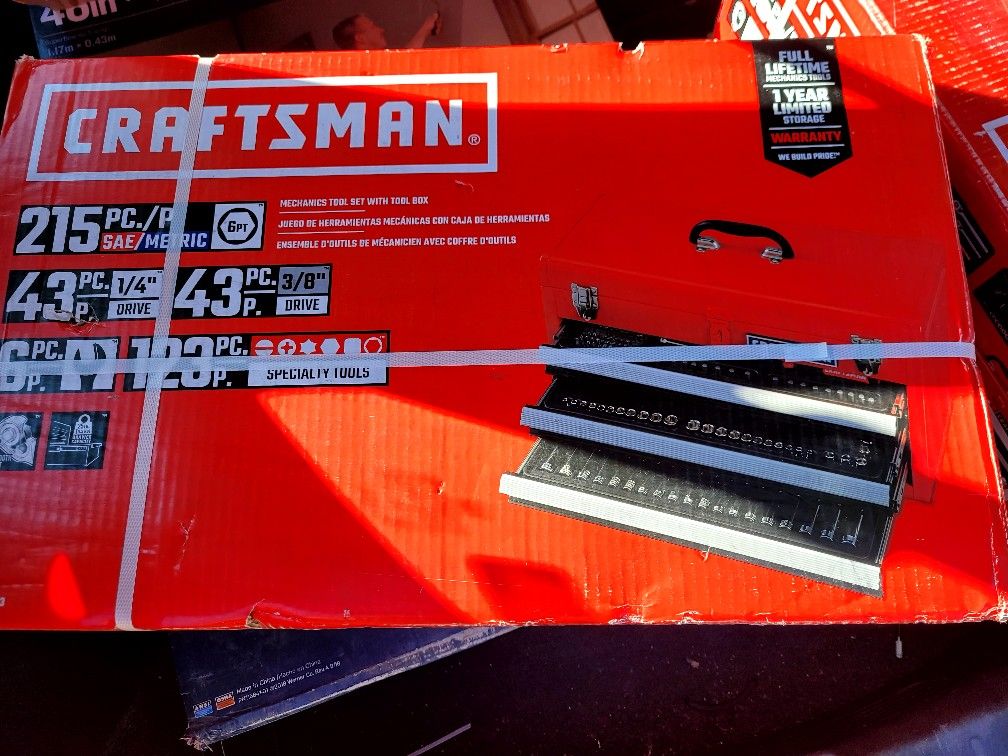 Craftsman CMMT45303 215pc Mechanics Tool Set Standard & Metric Chrome ...