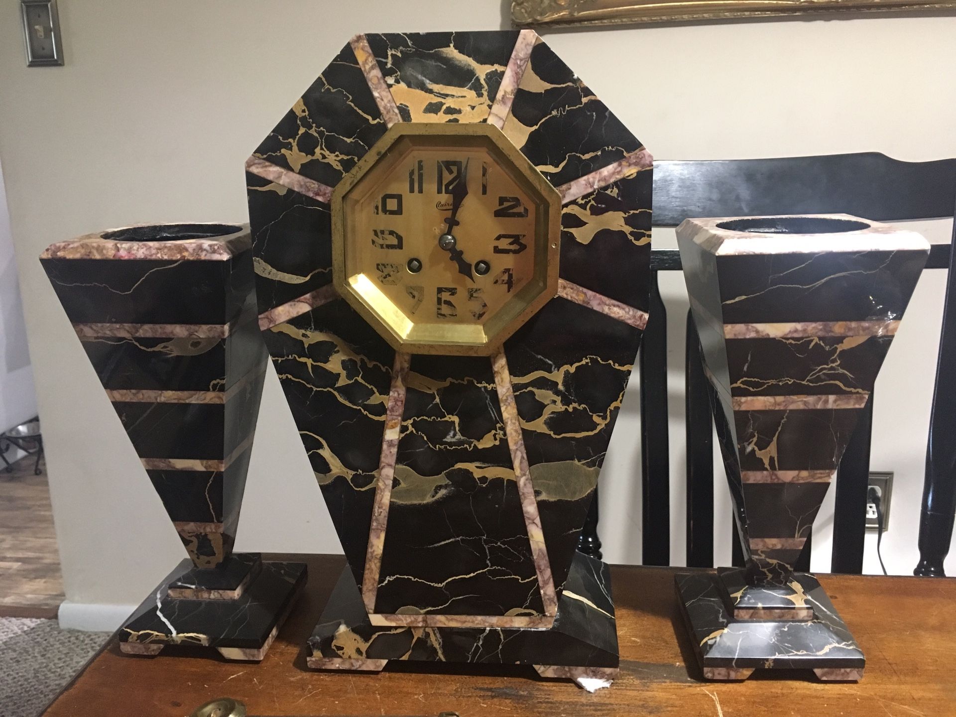 SAMUEL MARTI PARIS ART DECO MEDAILLE D'OR MANTEL CLOCK IN GORGEOUS ...