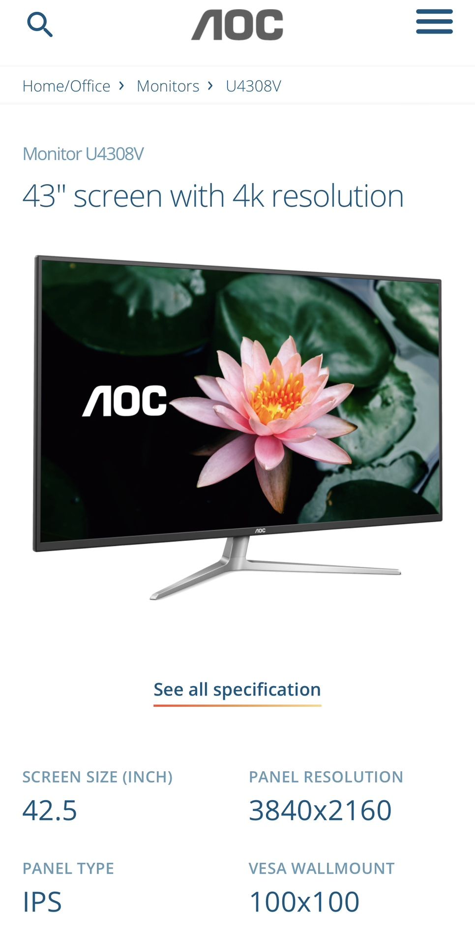 AOC Computer 43" 4K Monitor for Sale in Placentia, CA - OfferUp