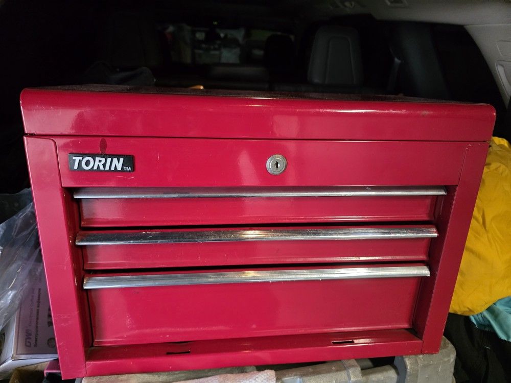 BIG RED Torin 20" Portable 3 Drawer Steel Tool Box with Metal Latch ...