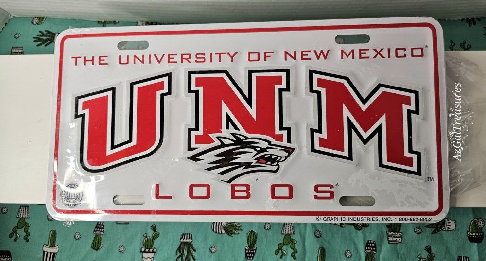 University of New Mexico Lobos White License Plate, UNM Lobos for Sale ...