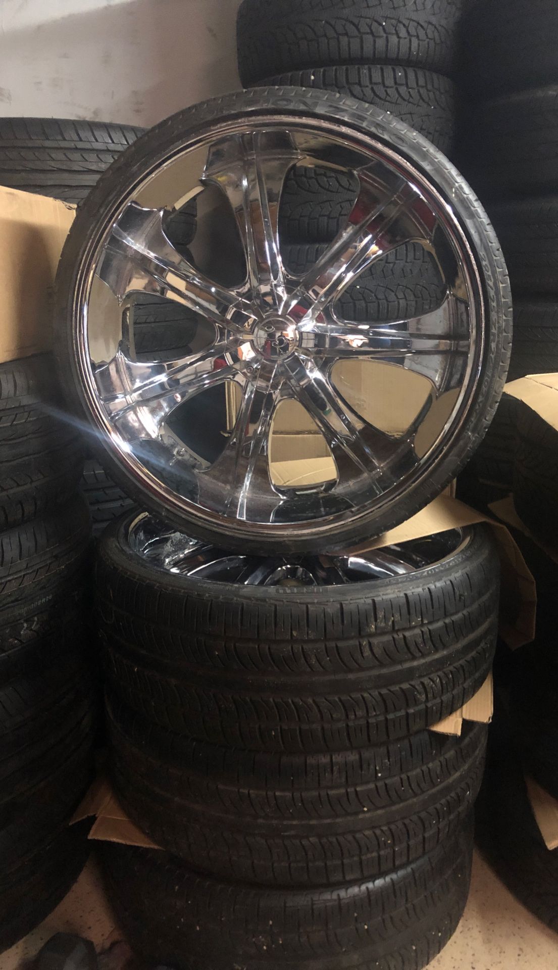 26 chrome U2 rims 5 lug with tires 5x120 and 5x115 for Sale in Chicago ...