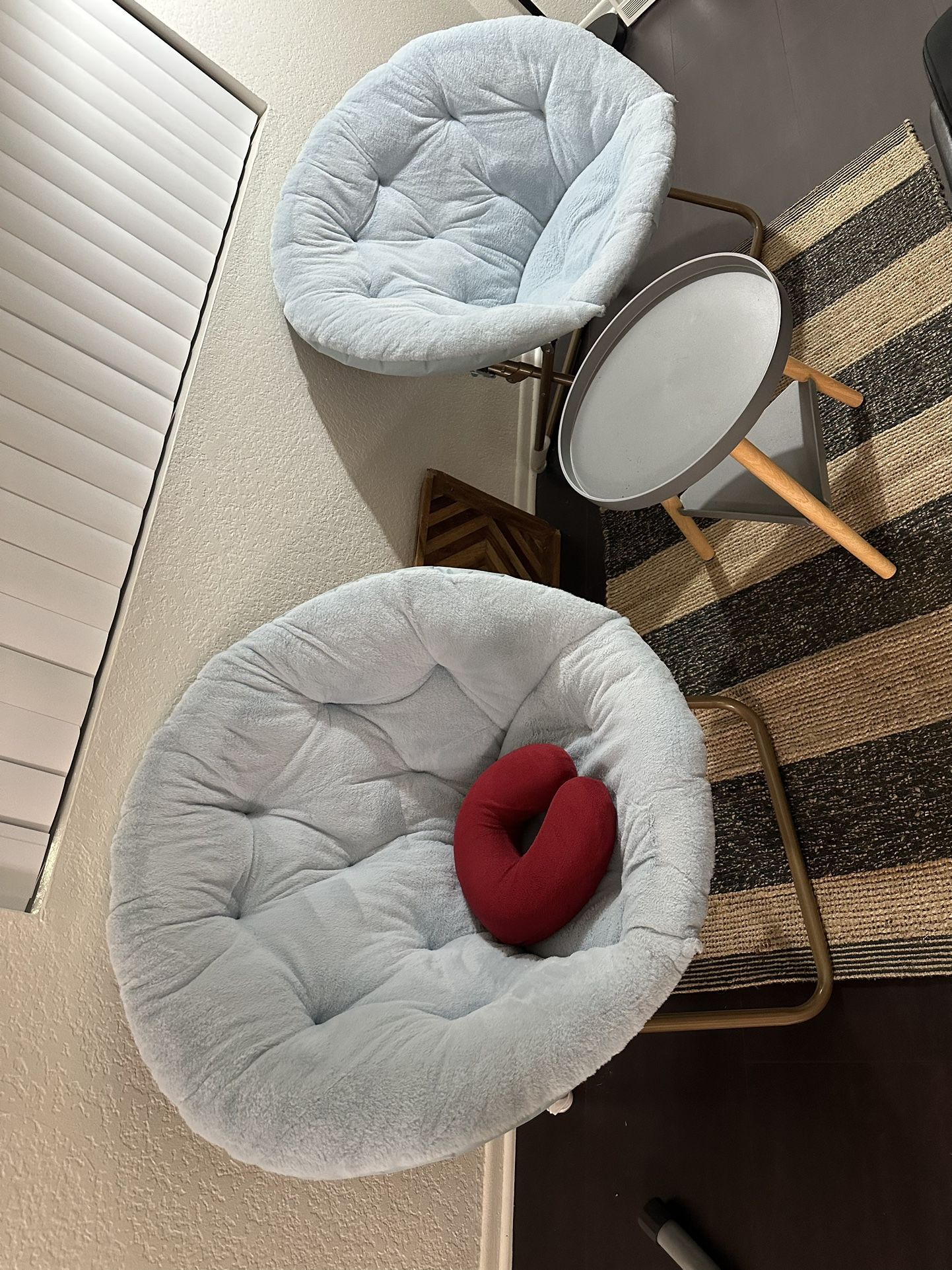 Two pieces comfy sofa chairs with footrest and mini table for Sale in ...