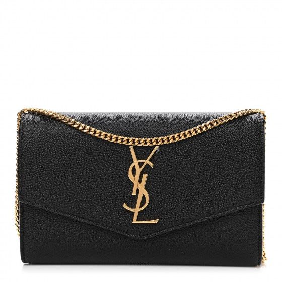 Preowned YSL Saint Laurent Bag Grain De Pointe Uptown Chain Wallet for ...