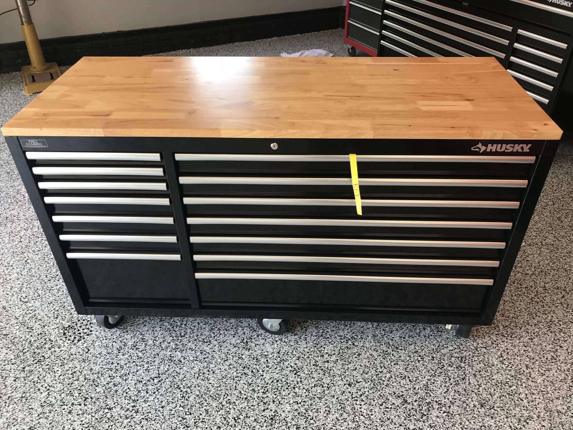 NEW Husky Work Tool Bench Box 62” Heavy Duty RETAILS @ $850. IN ...