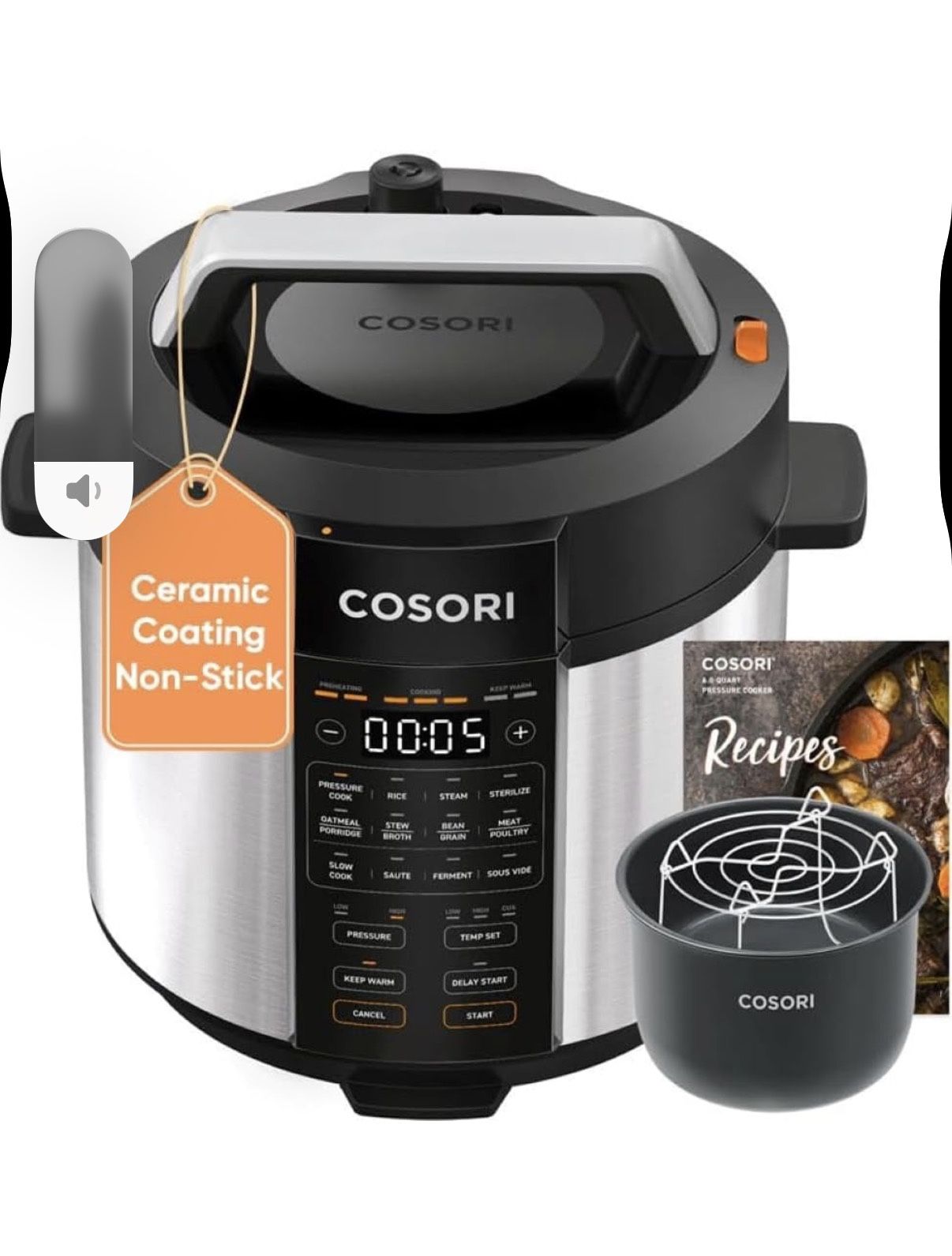Cosori Stainless Steel 9-in-1 Pressure Multi Cooker 6QT 13 Presets ...
