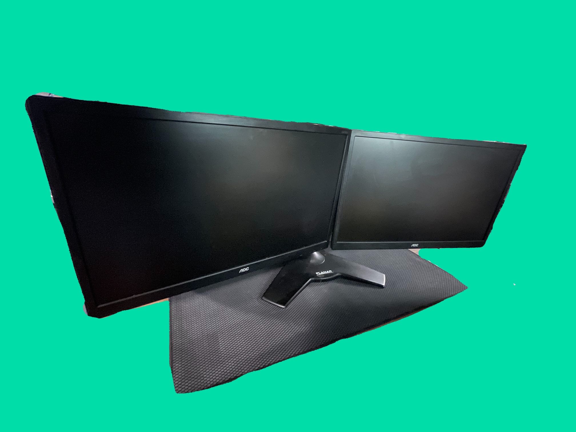 Planar Monitor Stand with Dual AOC E2470Sw 24” Monitors - 1080p, 60Hz ...