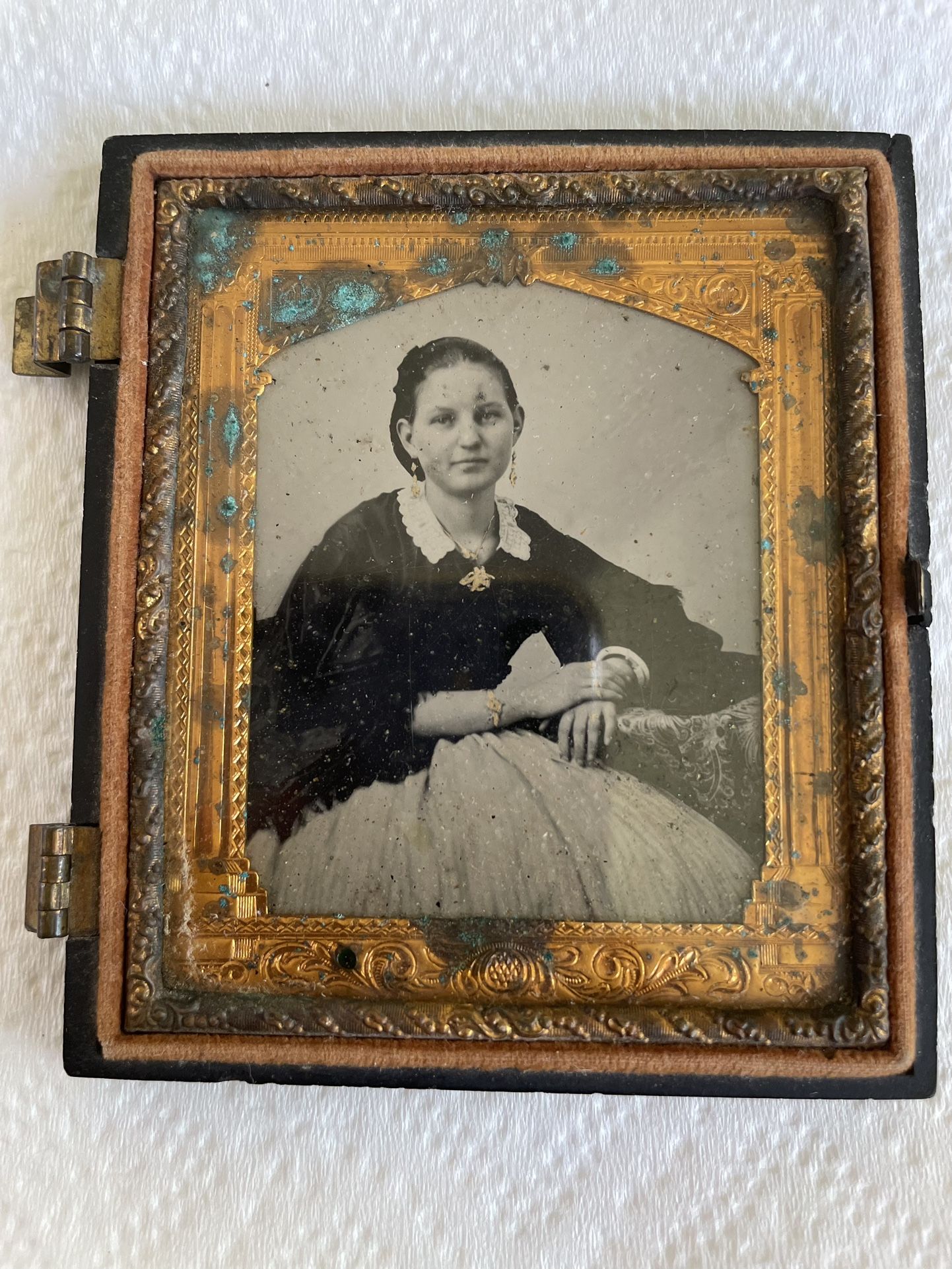 Antique 1850’s Victorian Ambrotype photo of Young lady w/ Hand Painted ...