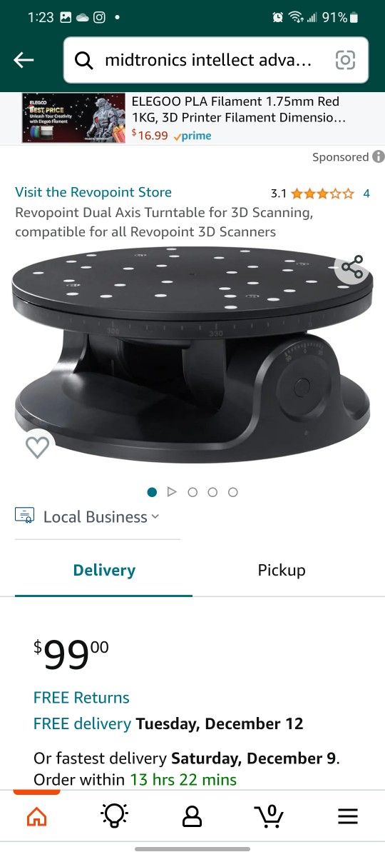 Revopoint Dual Axis Turntable For 3d Scanning for Sale in Montclair, CA ...