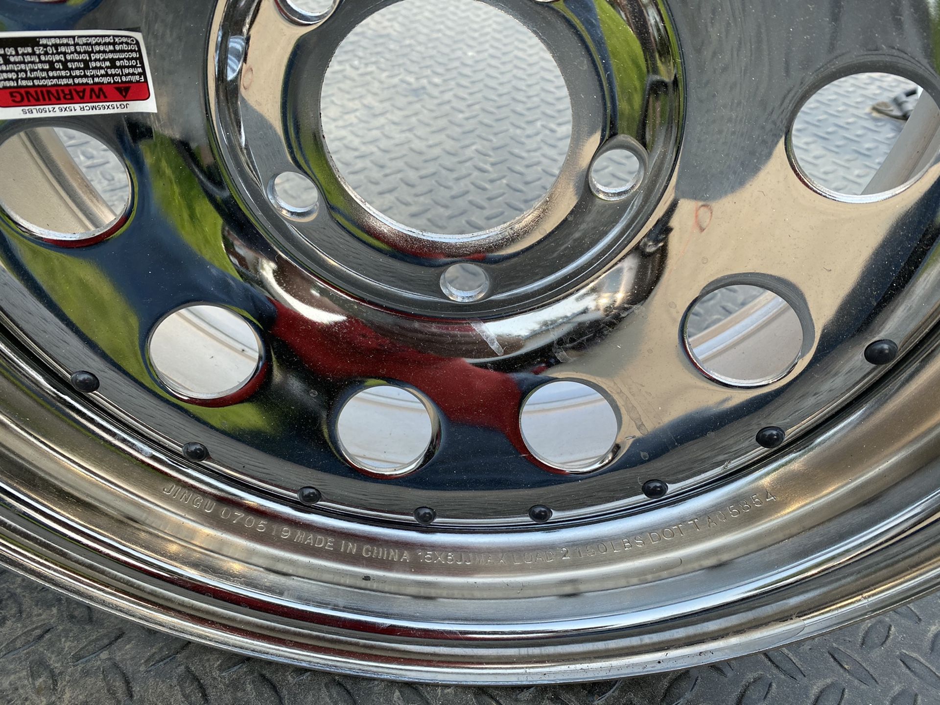 2-Pack Trailer Wheel 15x6 5 Lug on 4 5/8” . Chrome Modular w/Rivets for ...