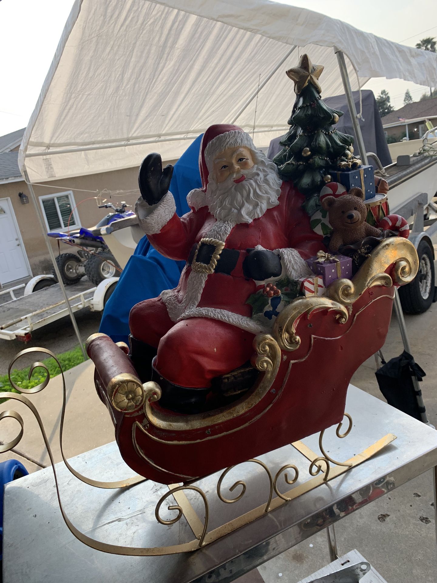 PENDING Large Santa Clause and Sleigh with lights and music for Sale in ...