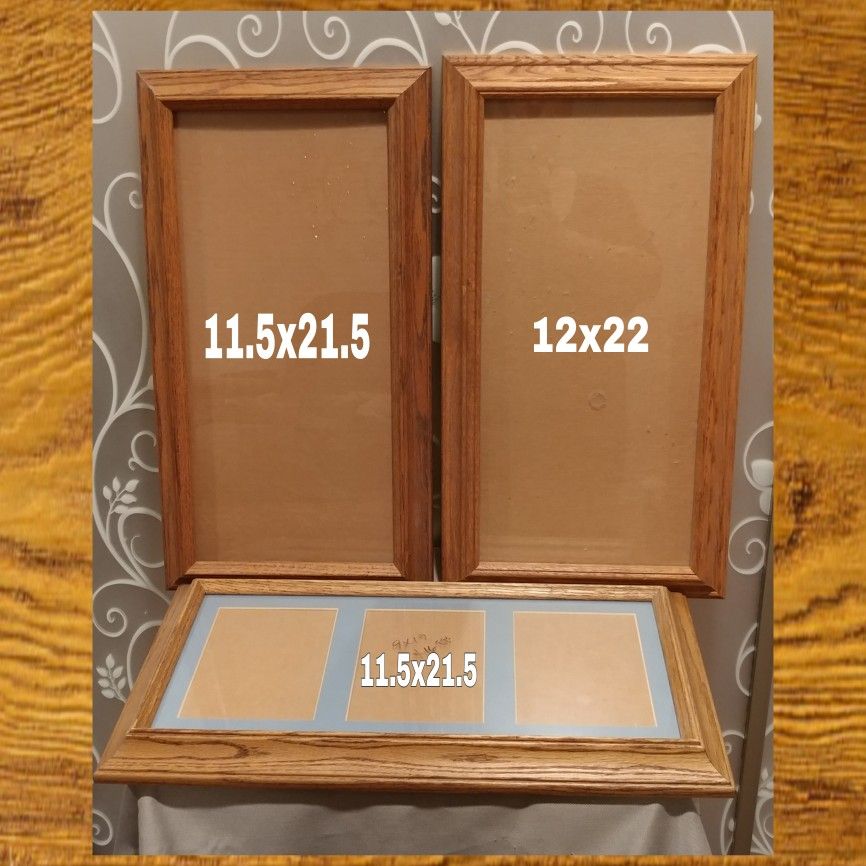 LOT OF 3 OAK WOOD PICTURE FRAMES for Sale in Ontario, CA - OfferUp