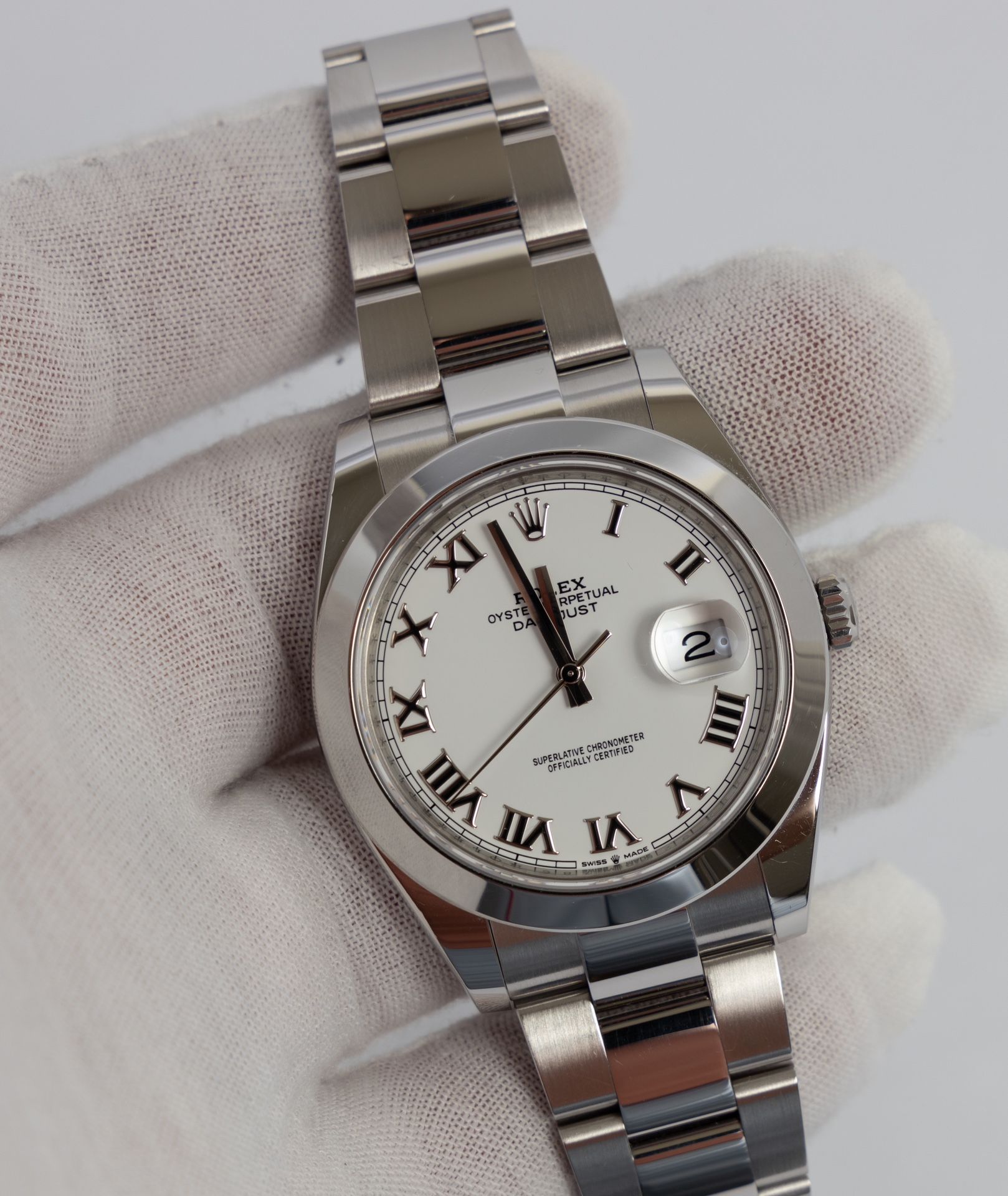 Rolex Datejust 41mm 126300 Steel Oyster White Roman Automatic Watch for ...